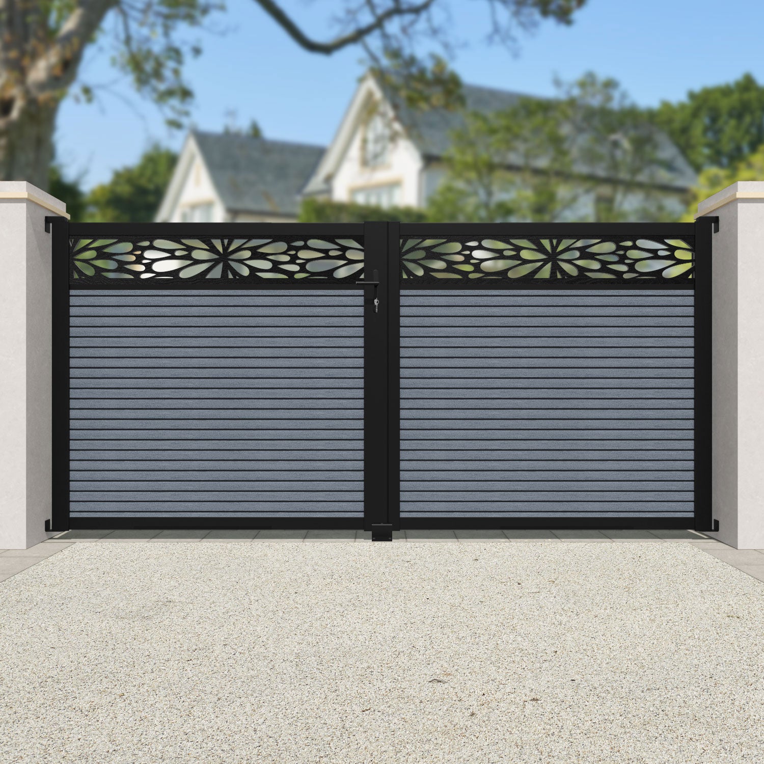 Hudson Blossom Straight Top Driveway Gate - Anthracite - Top Screen – Charles & Ivy