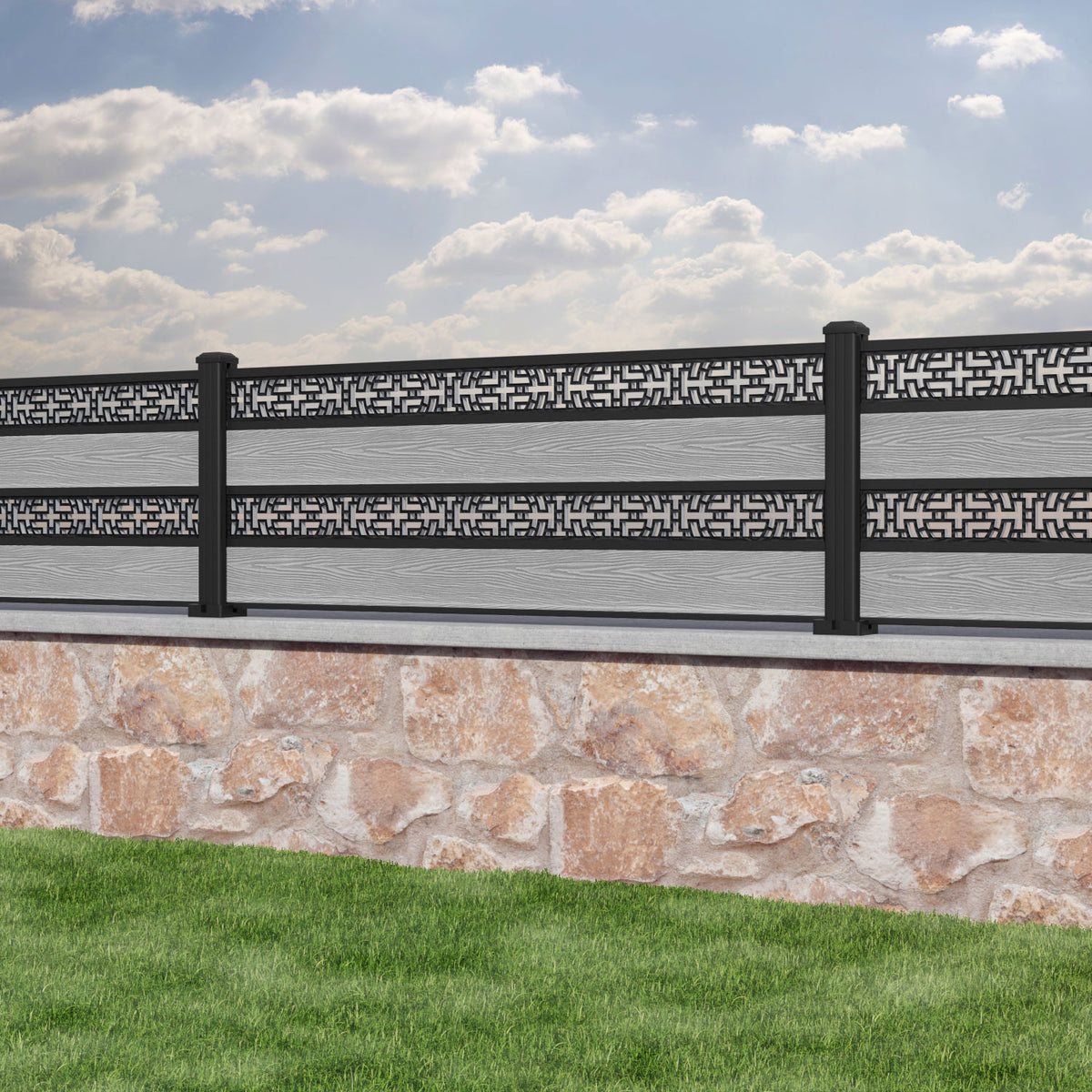 Classic Kumo Split Screen Fence Panel - Light Grey - with our aluminiu ...