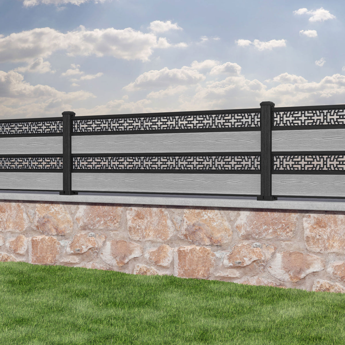 Classic Kumo Split Screen Fence Panel - Light Grey - with our composit ...