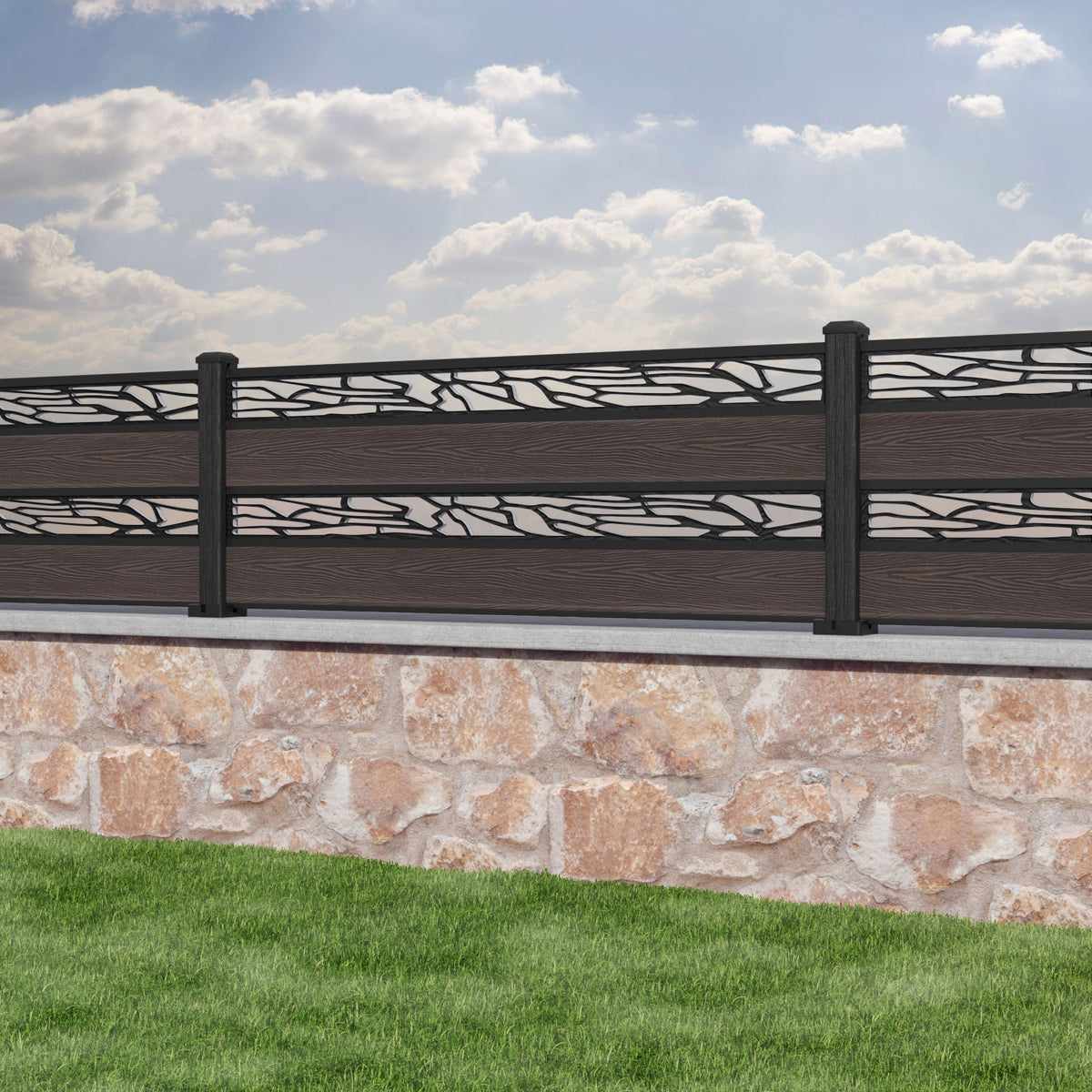 Classic Shatter Split Screen Fence Panel - Mid Brown - with our compos ...