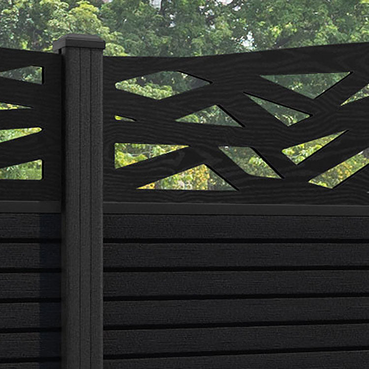 Hudson Zenith Curved Top Fence Panel - Black - with our composite post ...