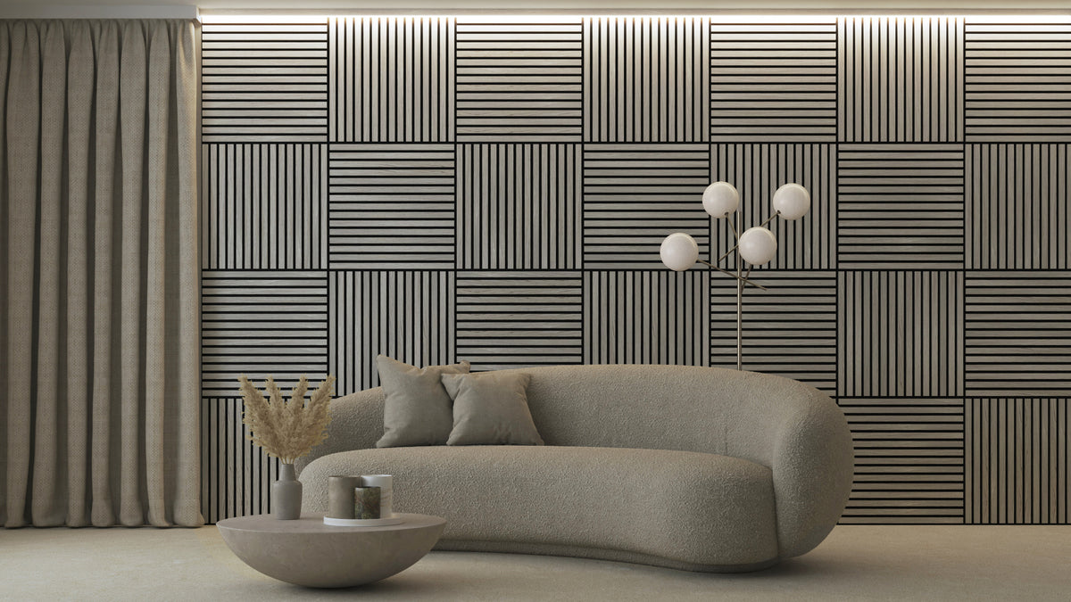 InsuSlat™ Wall Panel - Light Grey - H60cm x W60cm (Pack of 4) = H240cm ...