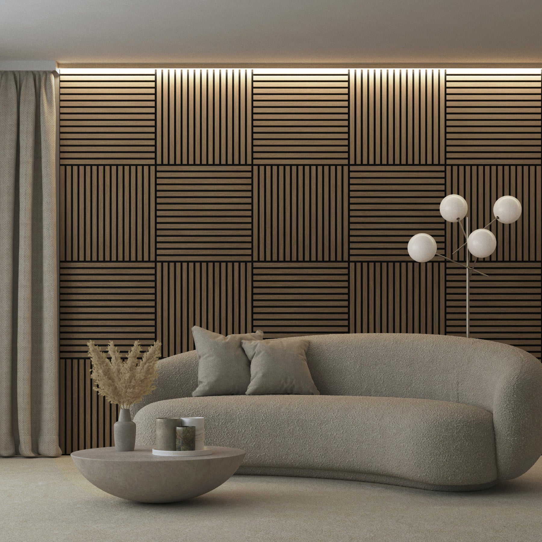 InsuSlat™ Wall Panel - Light Walnut - H60cm x W60cm (Pack of 4) = H240 ...