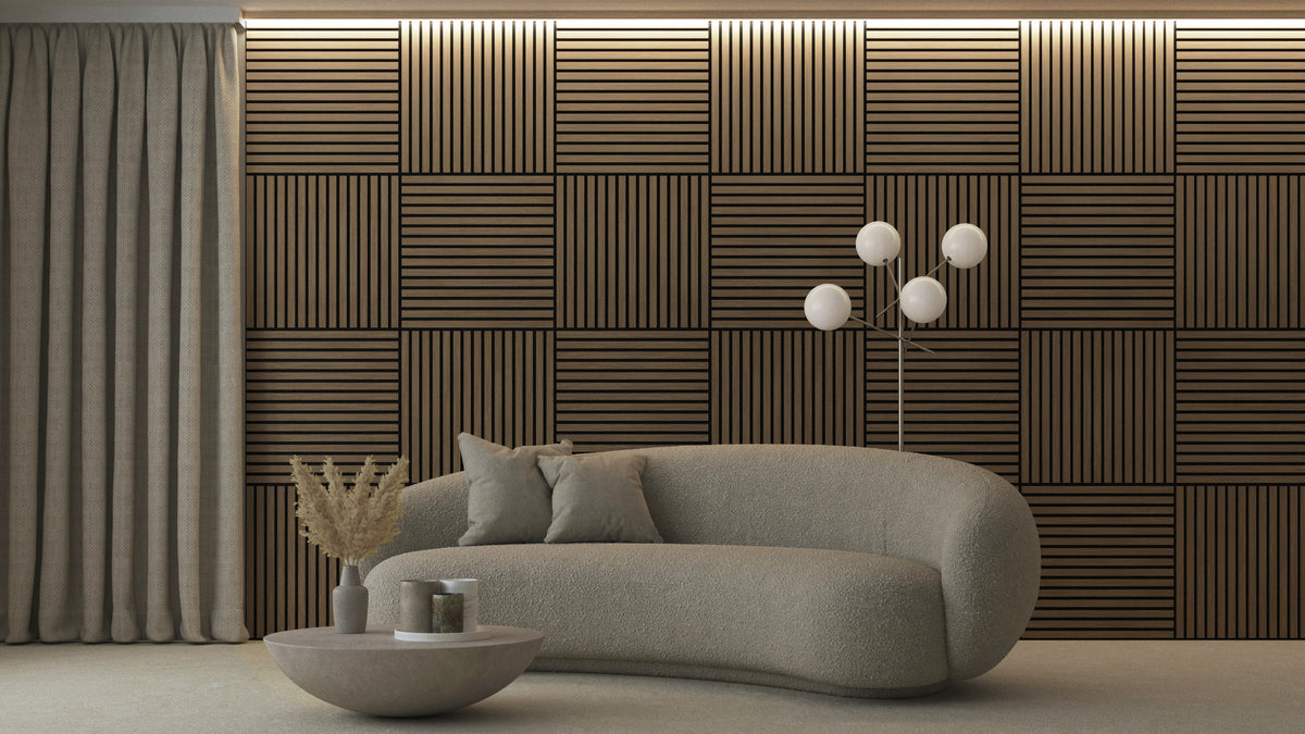 InsuSlat™ Wall Panel - Light Walnut - H60cm x W60cm (Pack of 4) = H240 ...