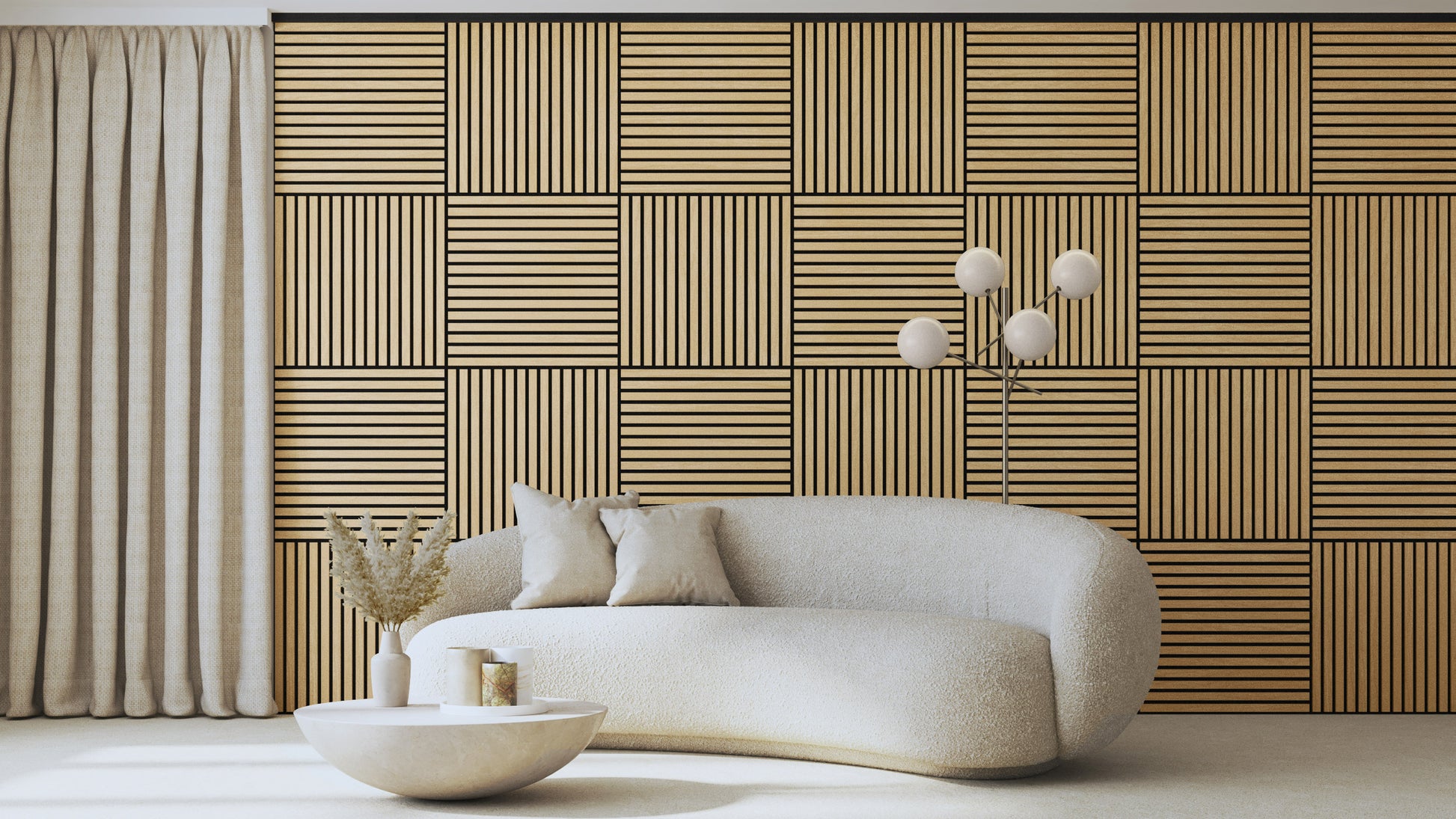 InsuSlat™ Wall Panel - Natural Oak - H60cm x W60cm (Pack of 4) = H240c ...