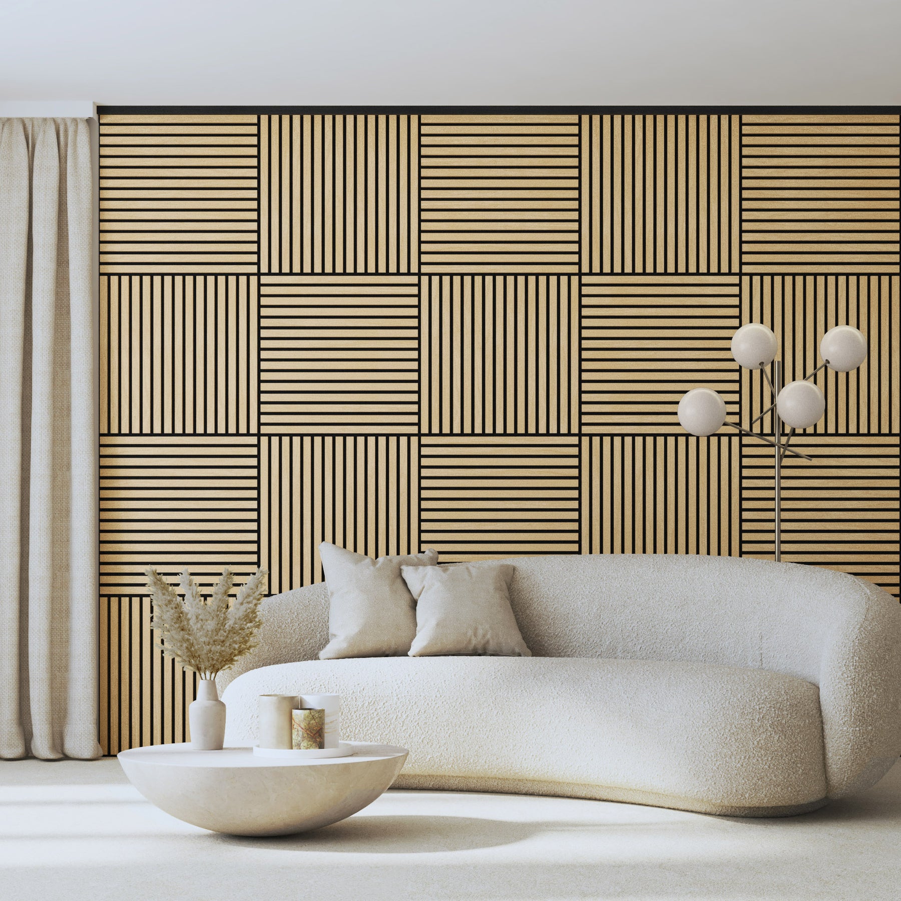 InsuSlat™ Wall Panel - Natural Oak - H60cm x W60cm (Pack of 4) = H240c ...