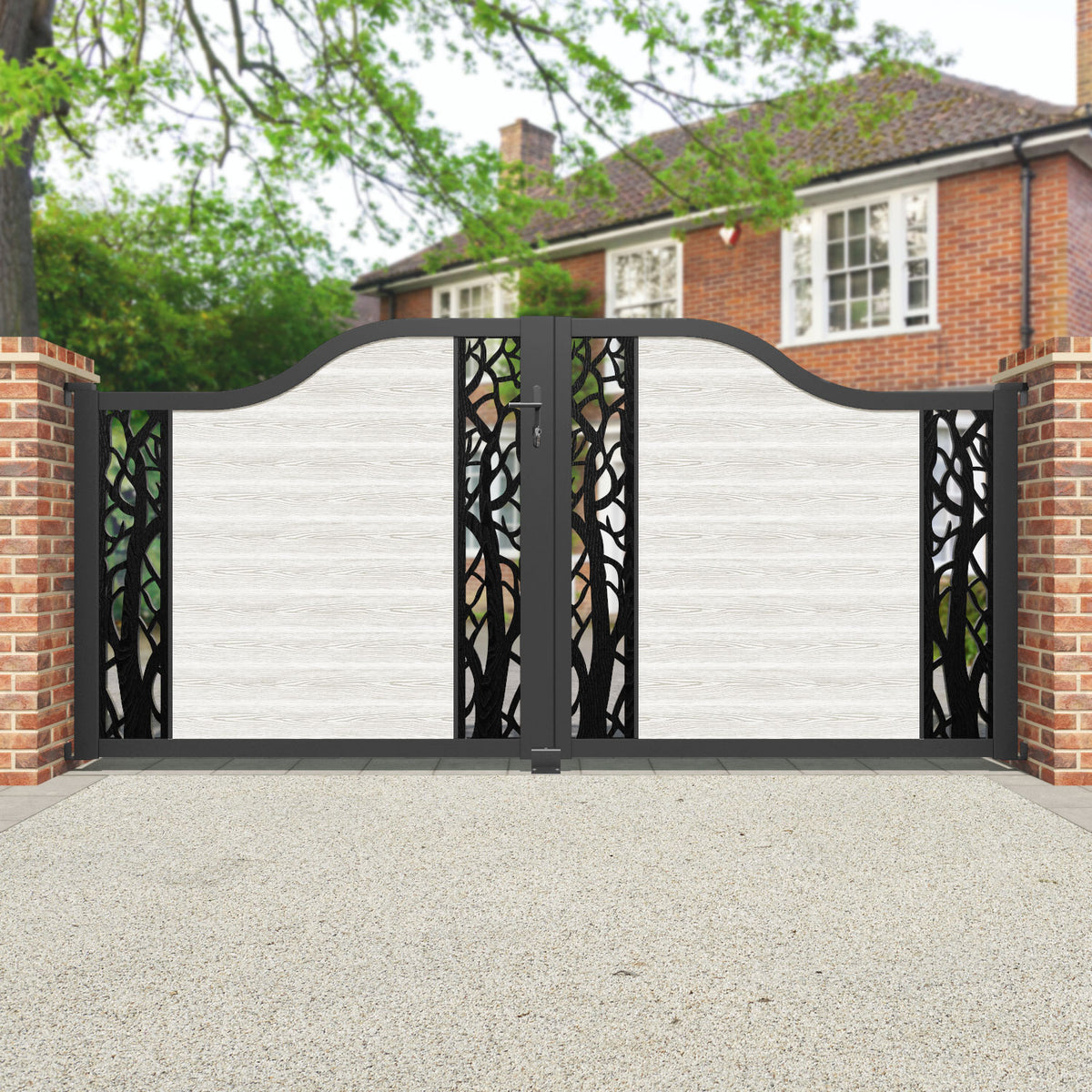 Classic Twilight Curved Top Driveway Gate - Light Stone - Middle & End ...