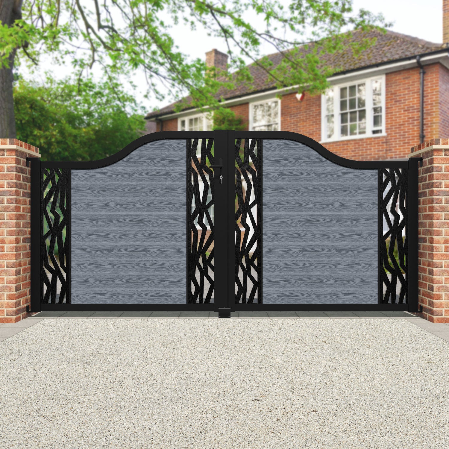 Classic Zenith Curved Top Driveway Gate - Anthracite - Middle & End Sc ...
