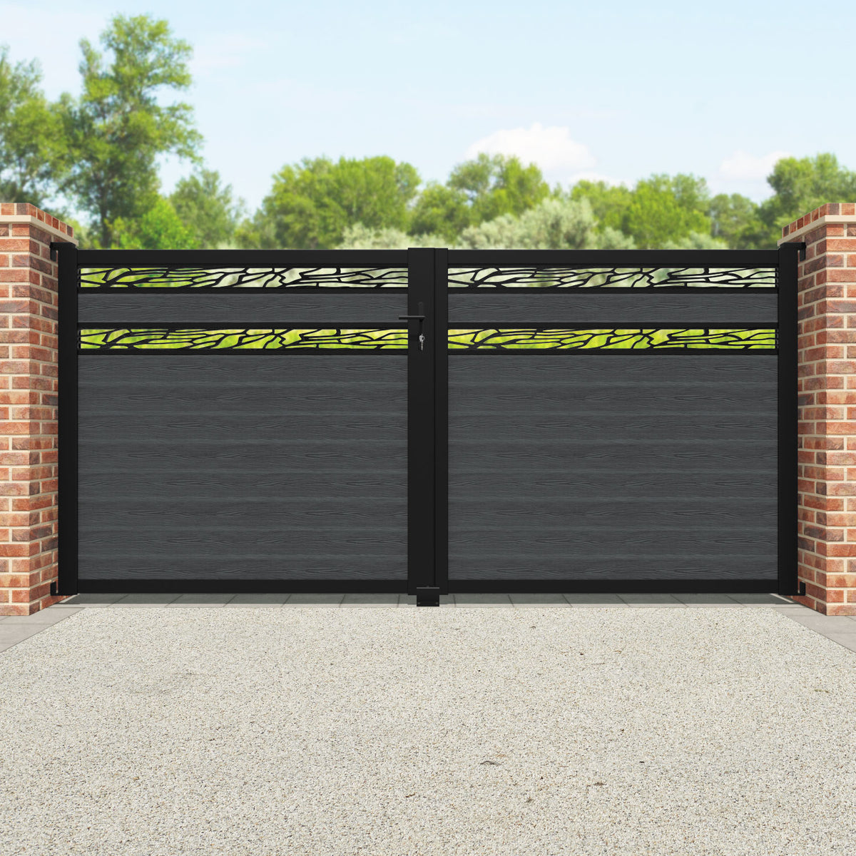 Classic Shatter Split Screen Straight Top Driveway Gate - Dark Grey ...