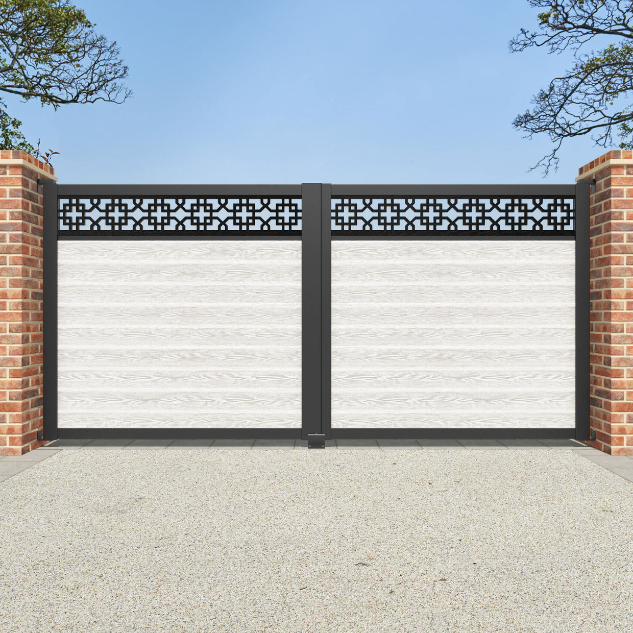 Classic Zaria Straight Top Driveway Gate - Light Stone - Top Screen ...