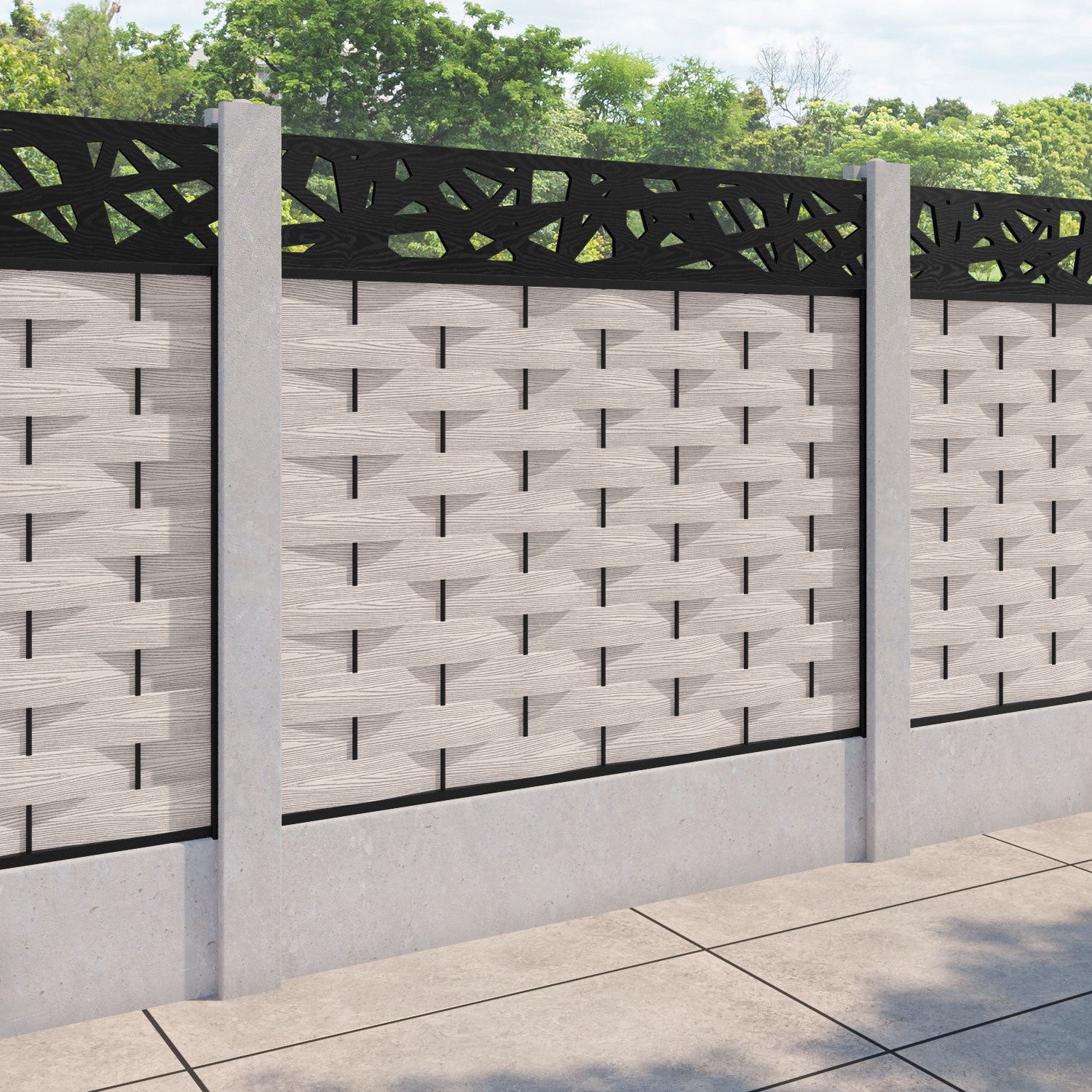 Ripple Prism Fence Panel - Mid Stone - for existing concrete posts ...