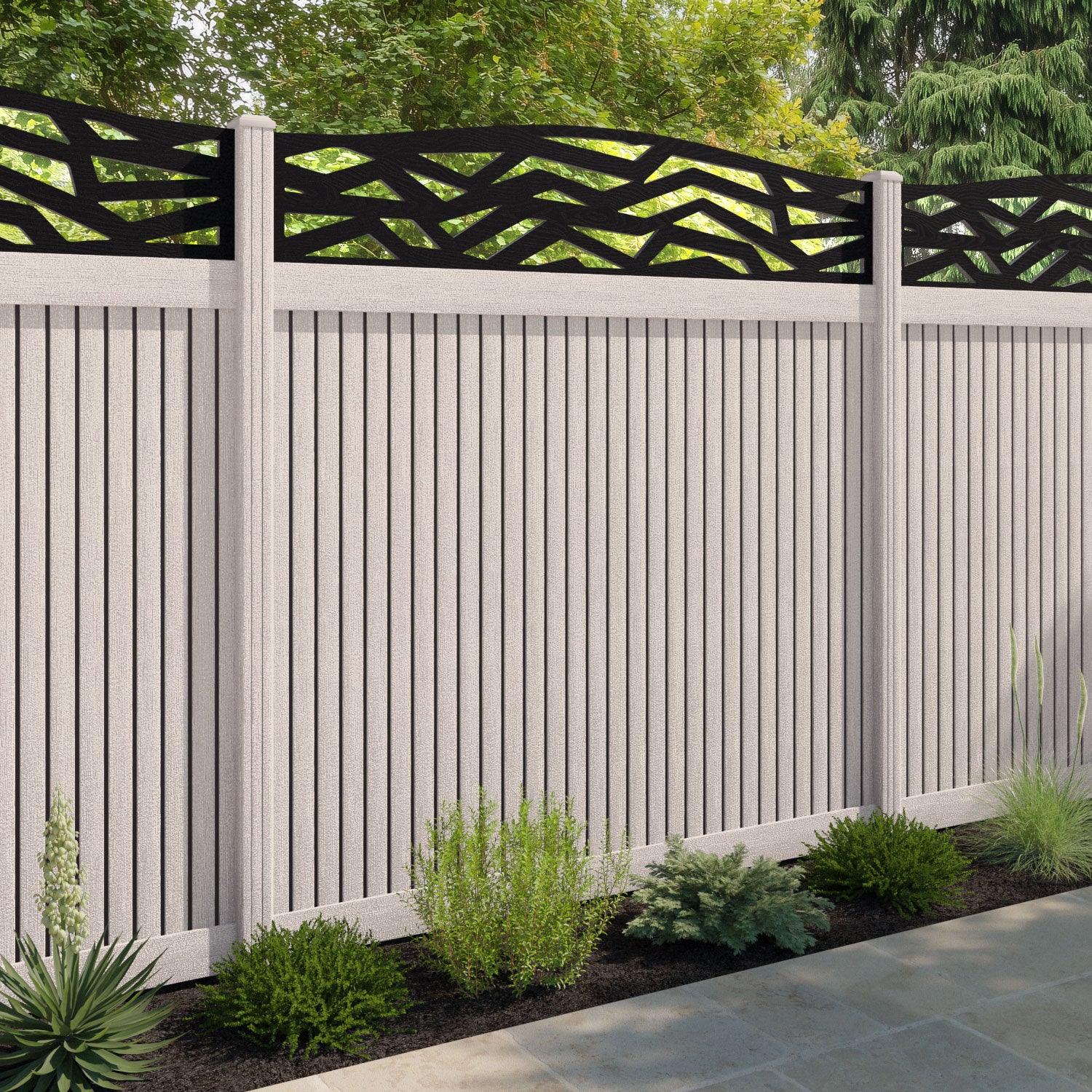 Virtis Zenith Curved Top Fence Panel - Mid Stone - with our composite ...