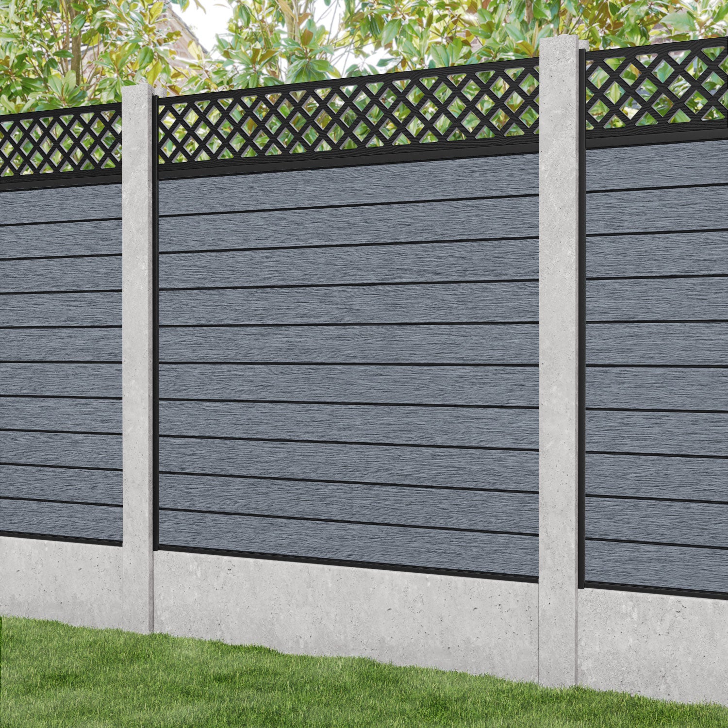 Fusion Hive Fence Panel - Anthracite - for existing concrete posts – Charles & Ivy