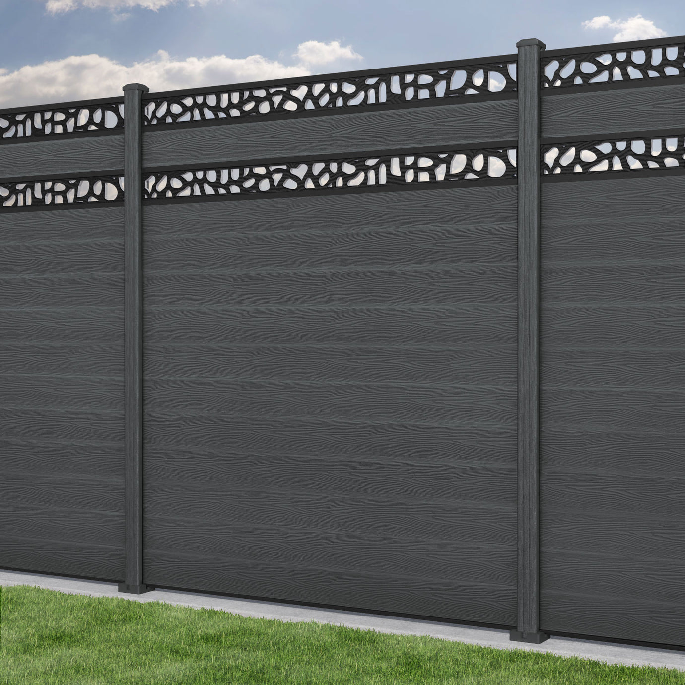 Classic Pebble Split Screen Fence Panel - Dark Grey - with our composi ...