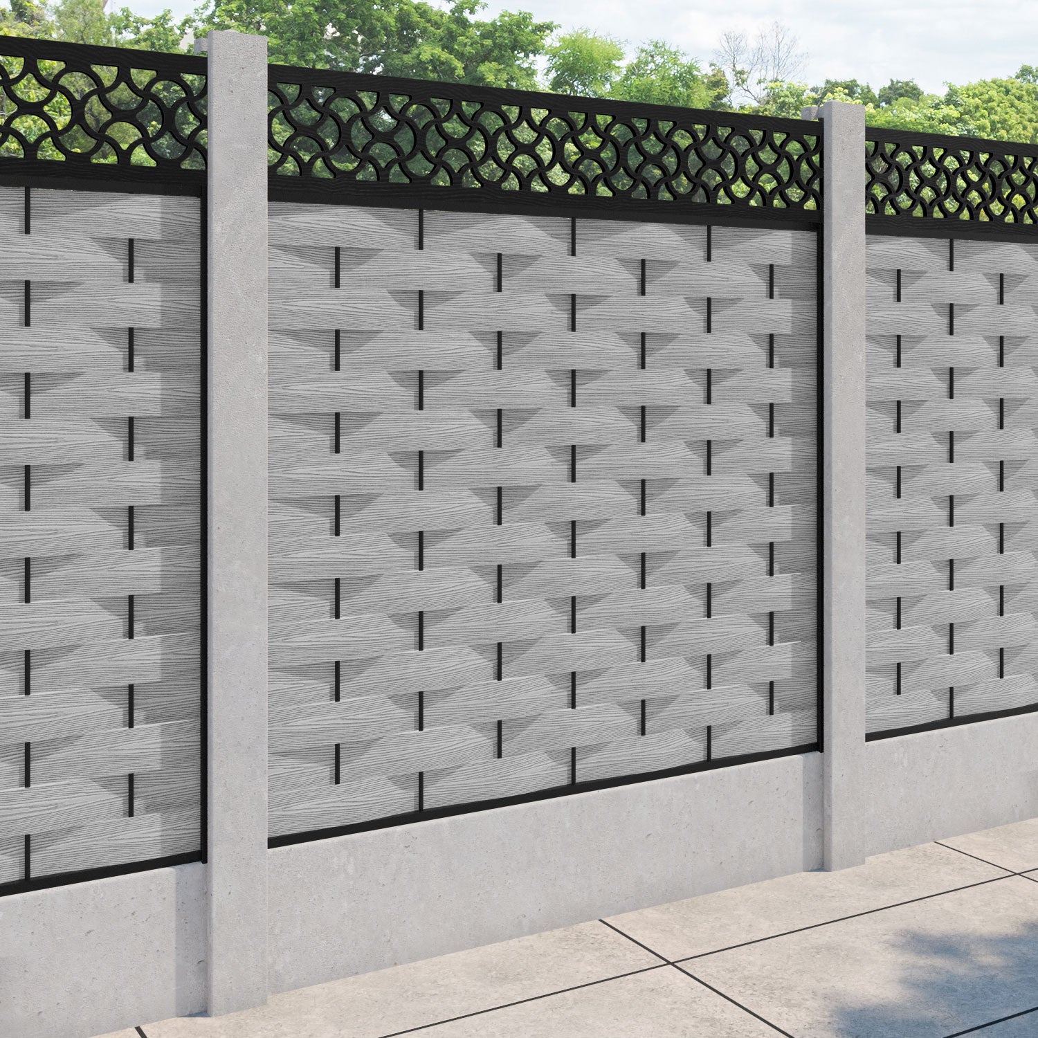 Ripple Vida Fence Panel - Light Grey - for existing concrete posts ...