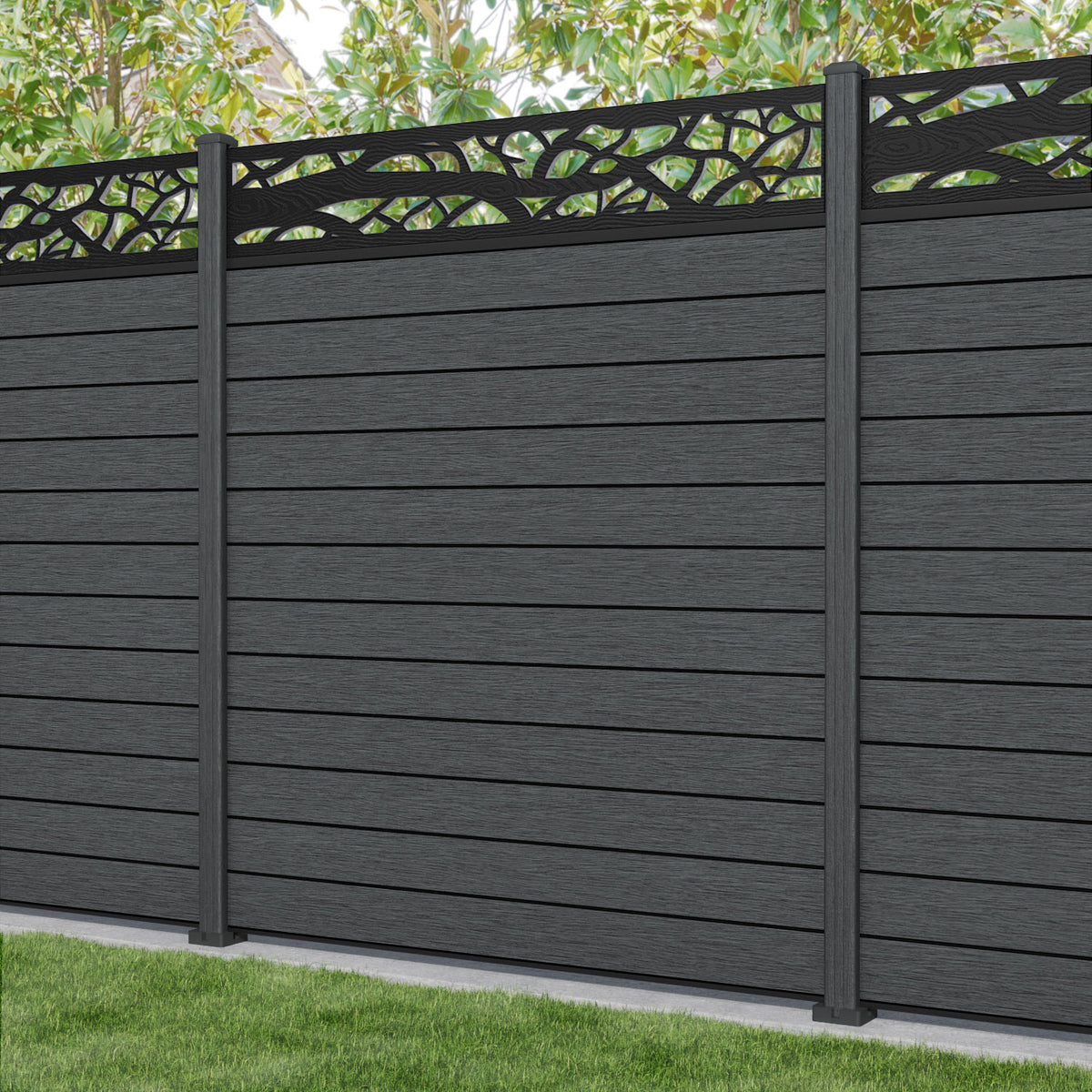 Fusion Twilight Fence Panel - Dark Grey - with our composite posts ...