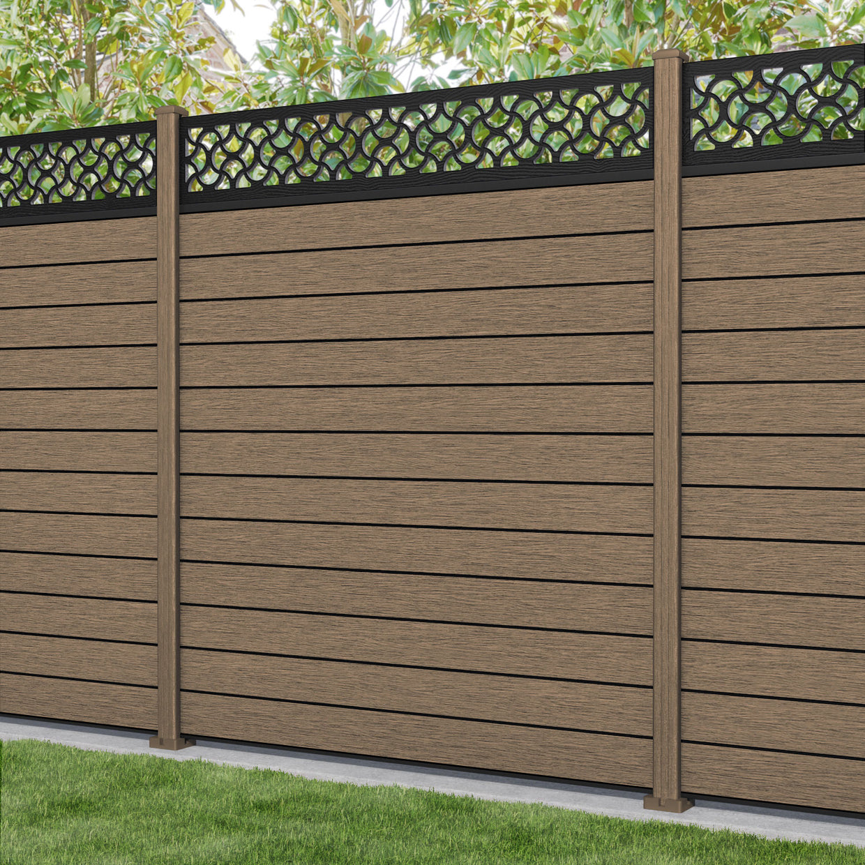 Fusion Vida Fence Panel - Teak - with our composite posts – Charles & Ivy