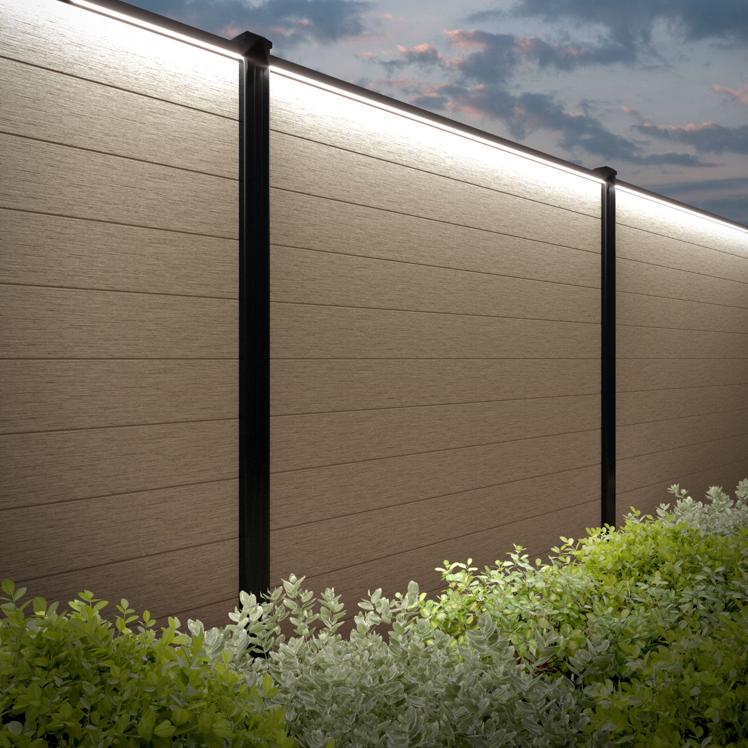 Fusion Fence Panel - Light Oak - with our aluminium posts – Charles & Ivy