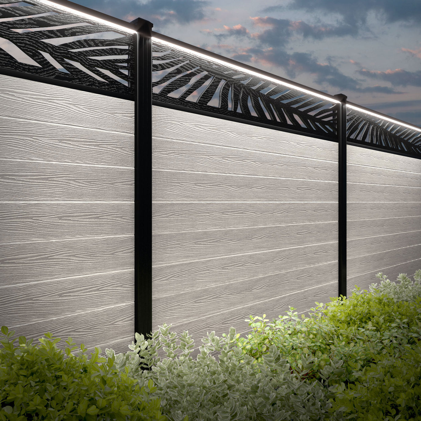 Classic Palm Fence Panel - Light Stone - with our composite posts ...