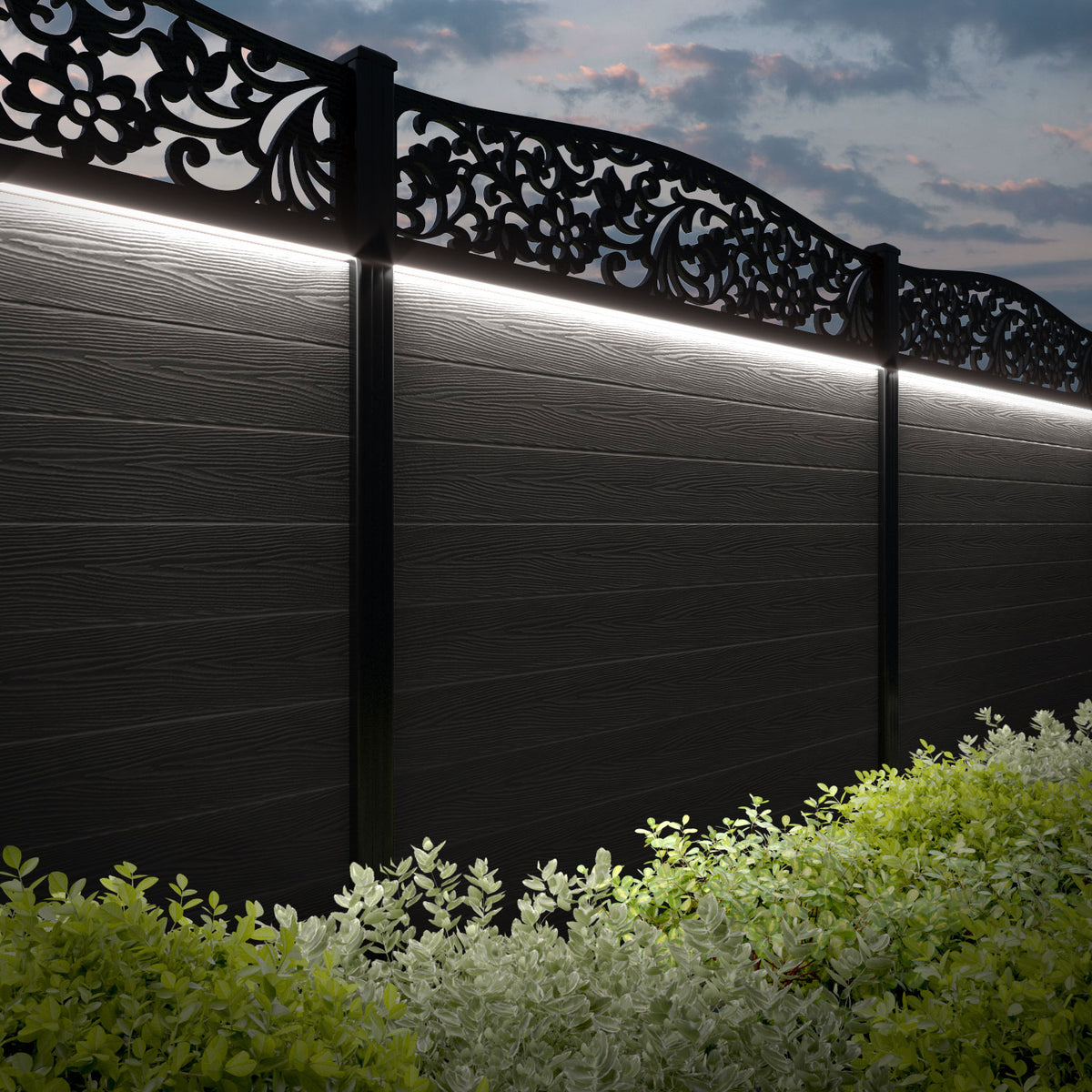 Classic Eden Curved Top Fence Panel - Dark Oak - with our composite po ...