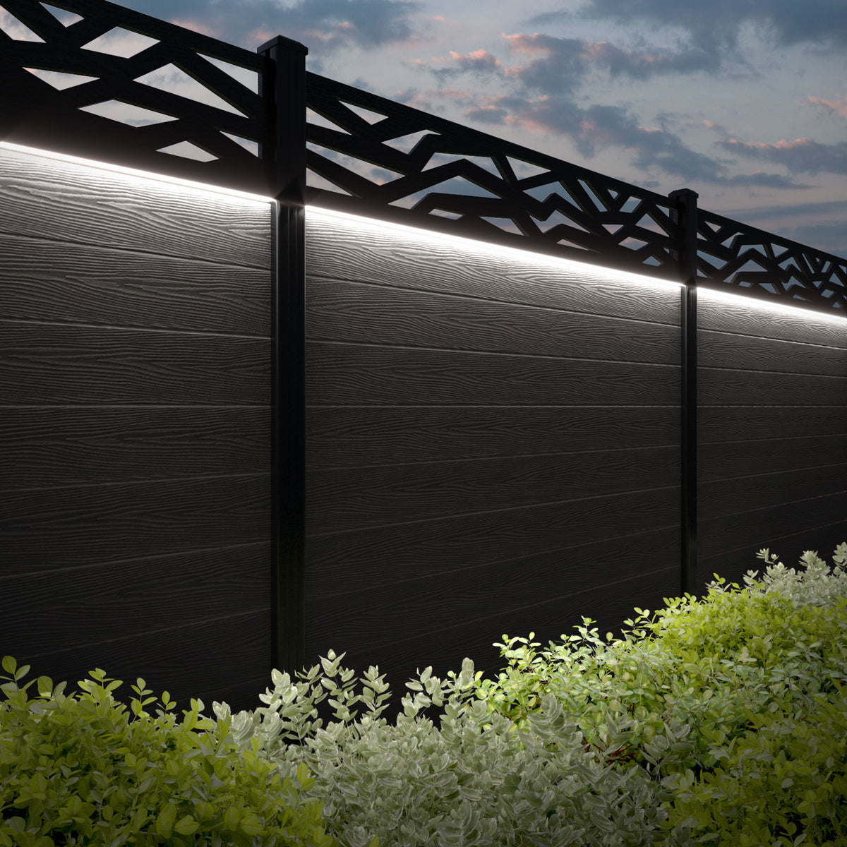 Classic Zenith Fence Panel - Dark Oak - with our composite posts ...