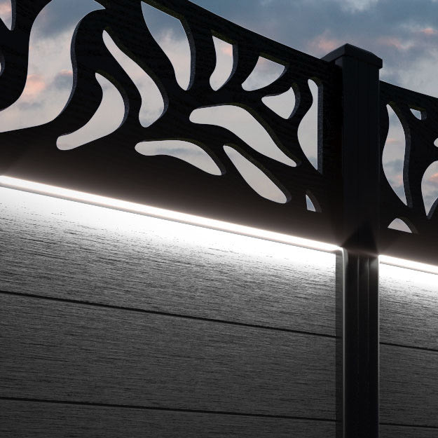 Fusion Plume Curved Top Fence Panel - Black - with our composite posts ...