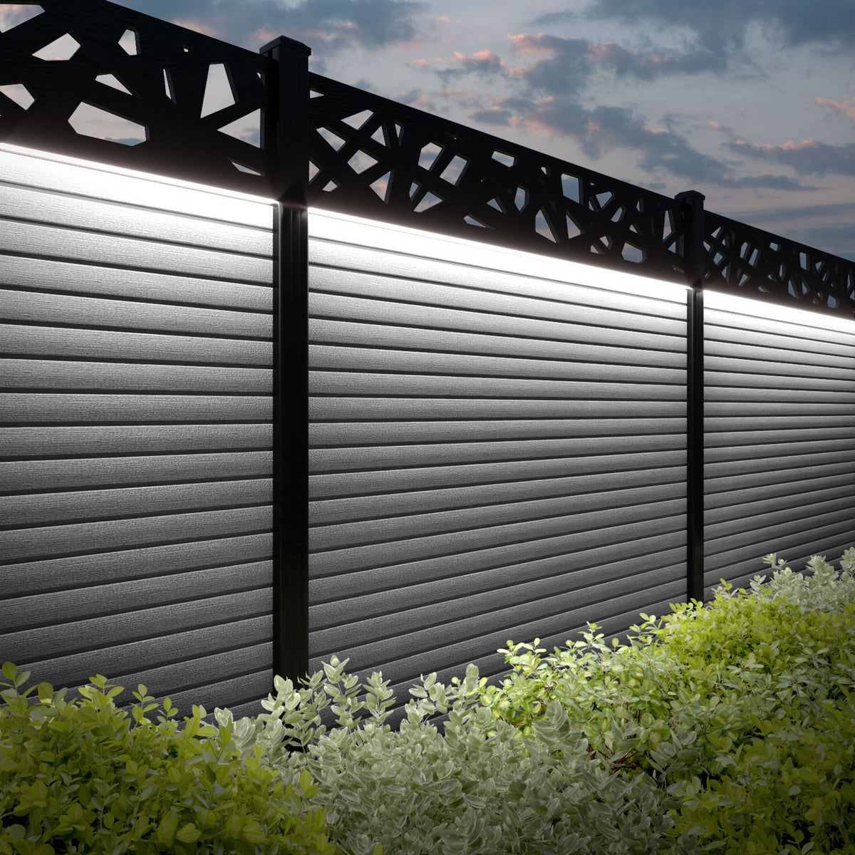 Hudson Prism Fence Panel - Light Grey - with our aluminium posts ...