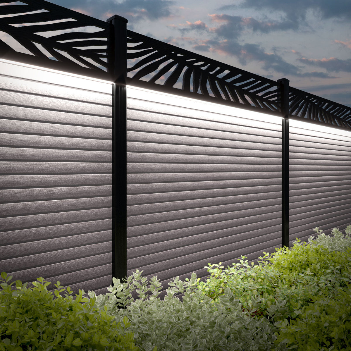 Hudson Palm Fence Panel - Mid Stone - with our composite posts ...