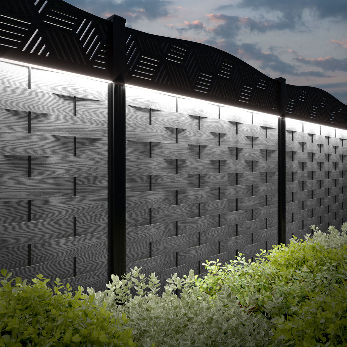 Ripple Cubed Curved Top Fence Panel - Light Grey - with our composite ...