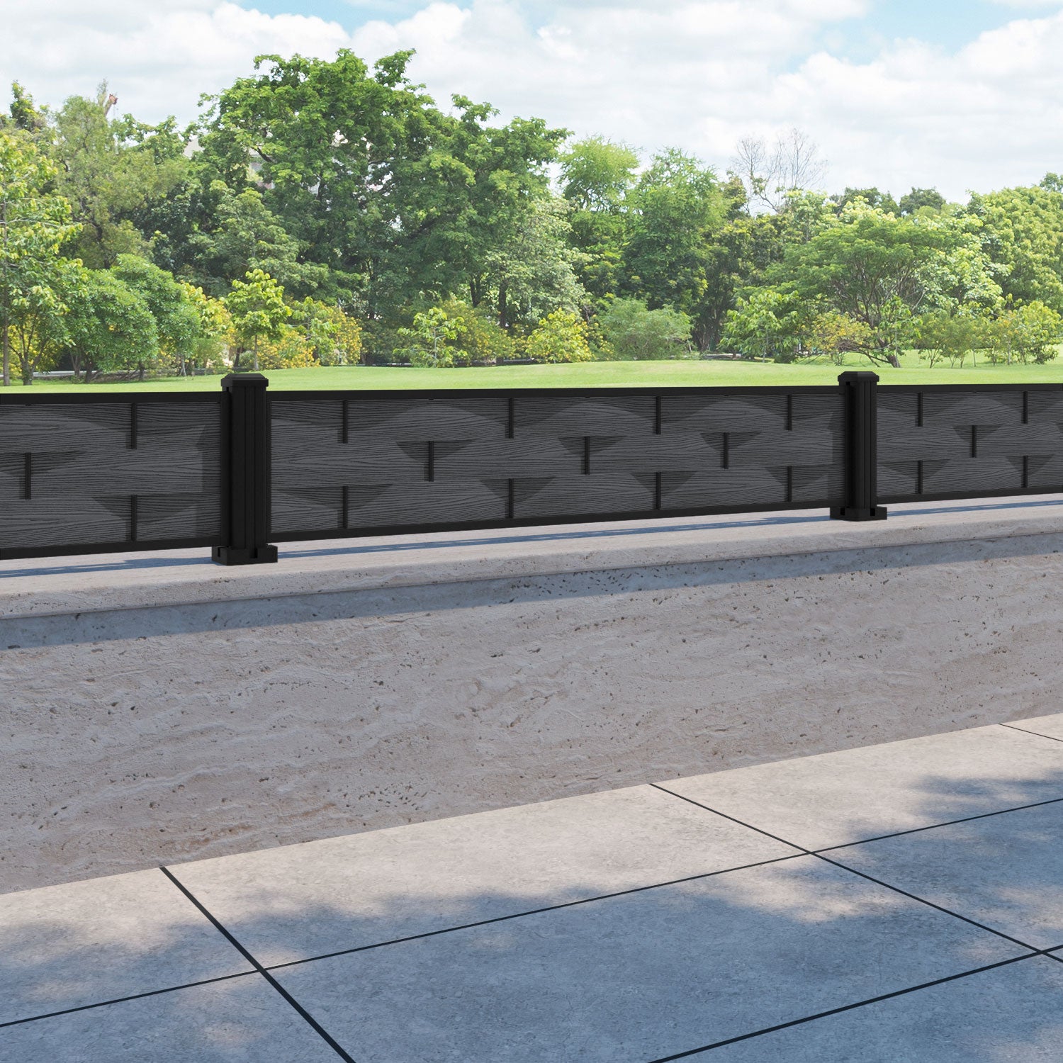 Ripple Fence Panel - Dark grey - with our aluminium posts – Charles & Ivy