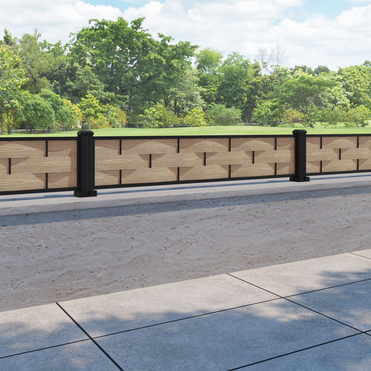 Ripple Fence Panel - Light Oak - with our composite posts – Charles & Ivy