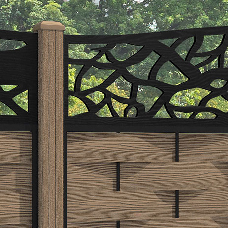 Ripple Twilight Curved Top Fence Panel - Teak - with our composite pos ...