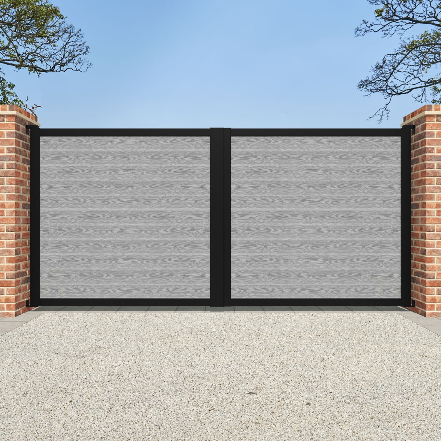 Classic Light Grey Straight Top Driveway Gate – Charles & Ivy