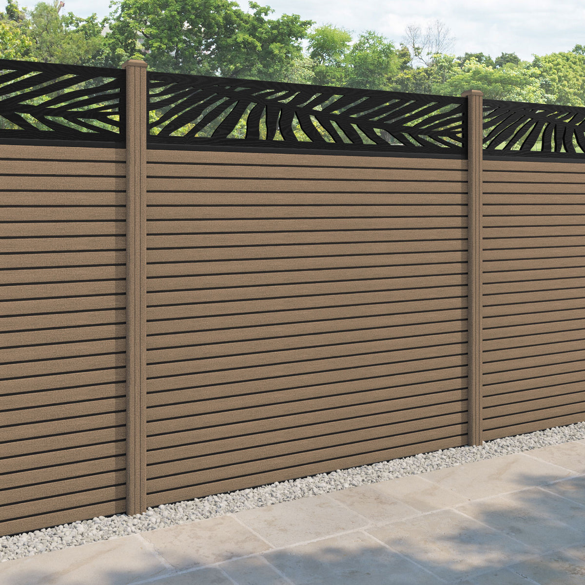 Hudson Palm Fence Panel - Teak - with our composite posts – Charles & Ivy