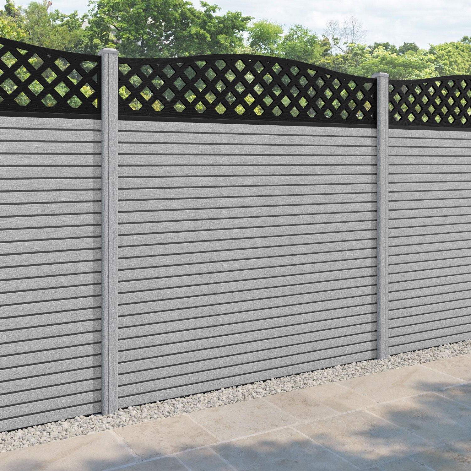 Hudson High Wave Fence Panel - Light Grey - with our composite posts ...
