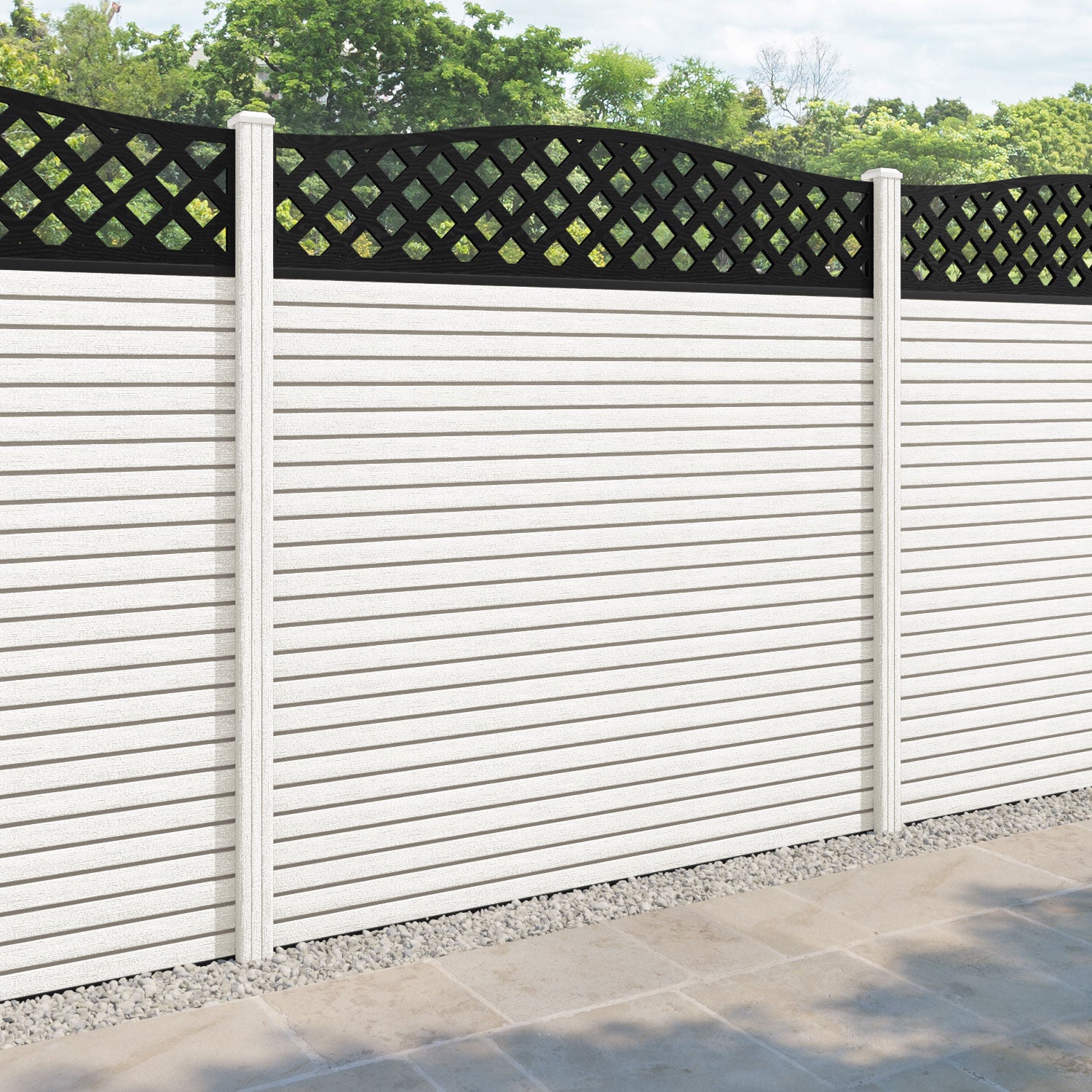 Hudson High Wave Fence Panel - Light Stone - with our composite posts ...