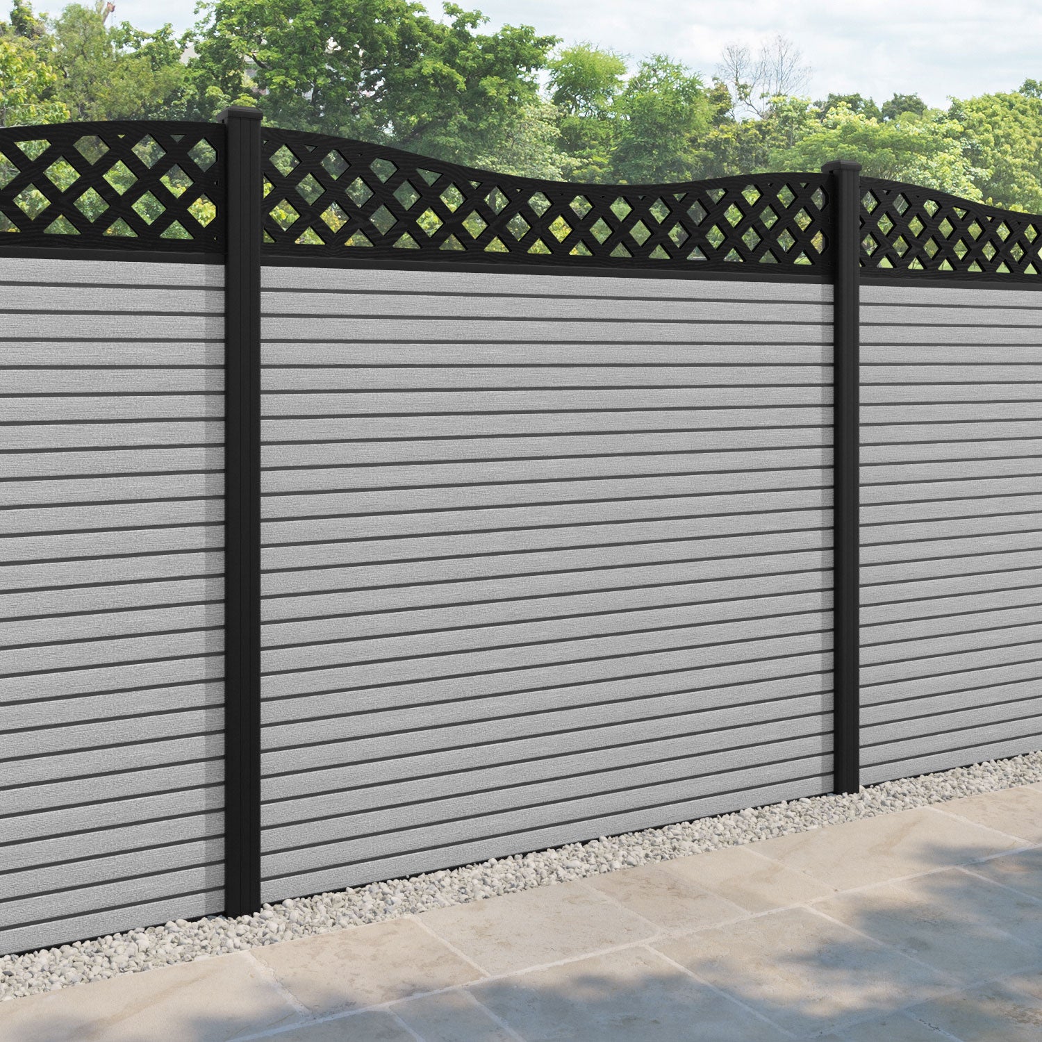 Hudson Low Wave Fence Panel - Light Grey - with our aluminium posts ...