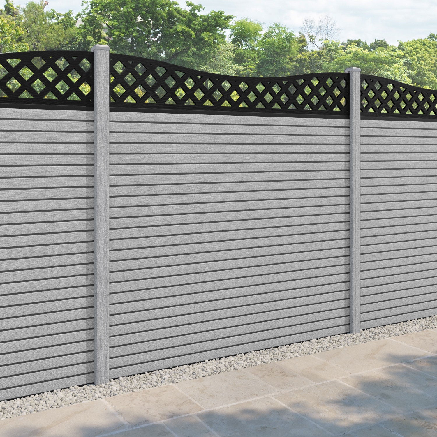 Hudson Low Wave Fence Panel - Light Grey - with our composite posts ...