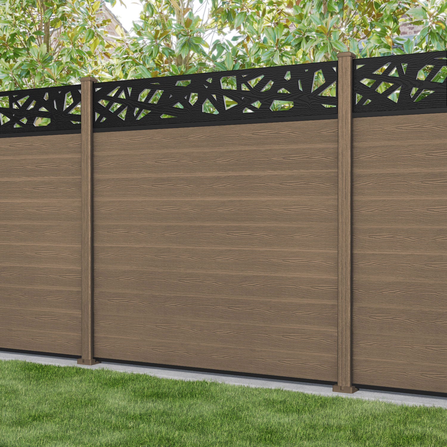 Classic Prism Fence Panel - Teak - with our composite posts – Charles & Ivy