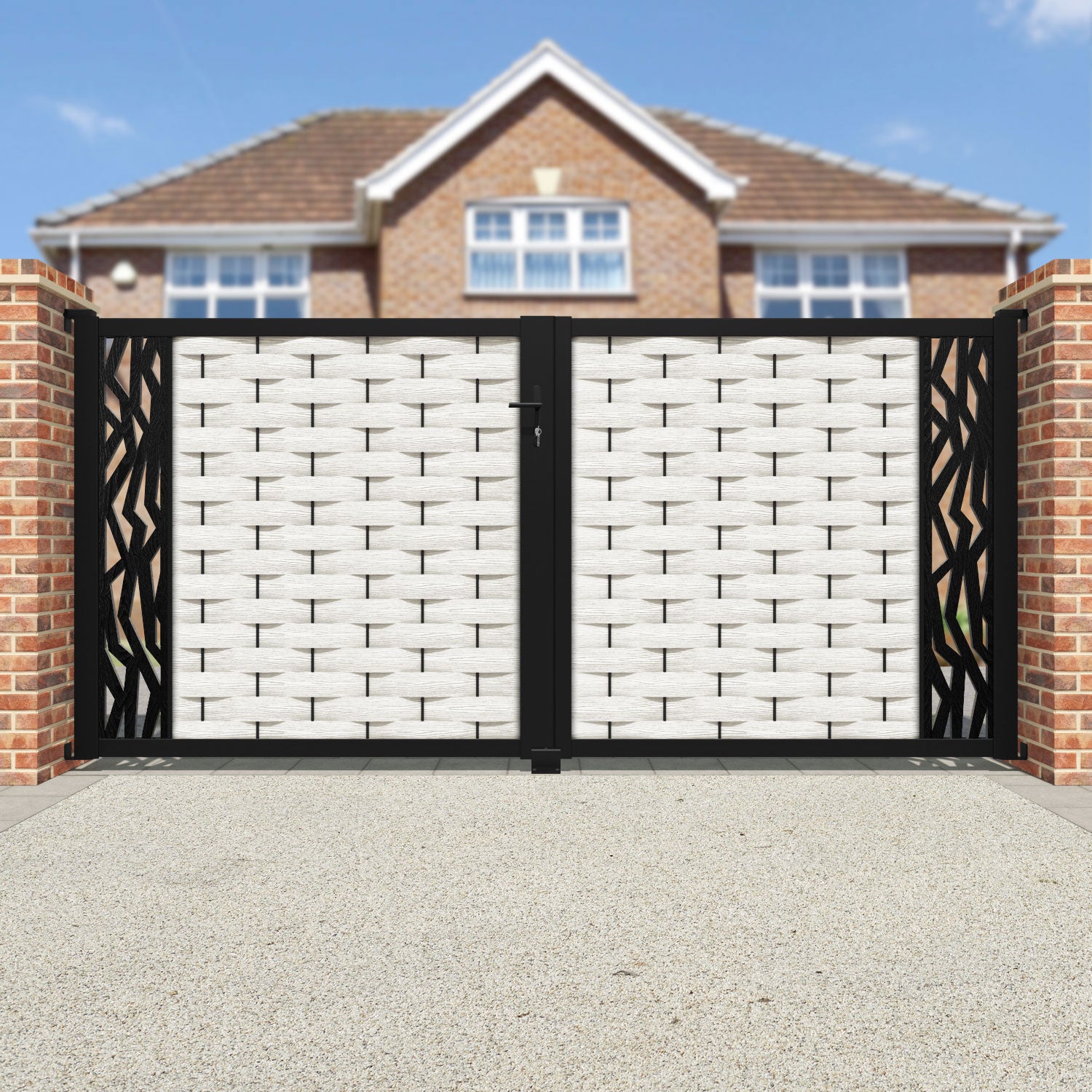 Ripple Zenith Straight Top Driveway Gate - Light Stone - End Screen ...