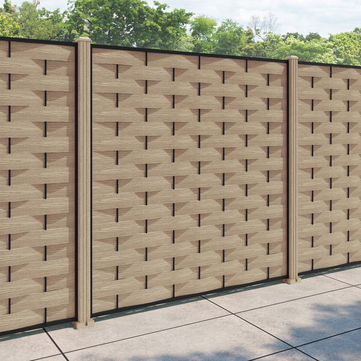 Ripple Fence Panel - Light Oak - with our composite posts – Charles & Ivy