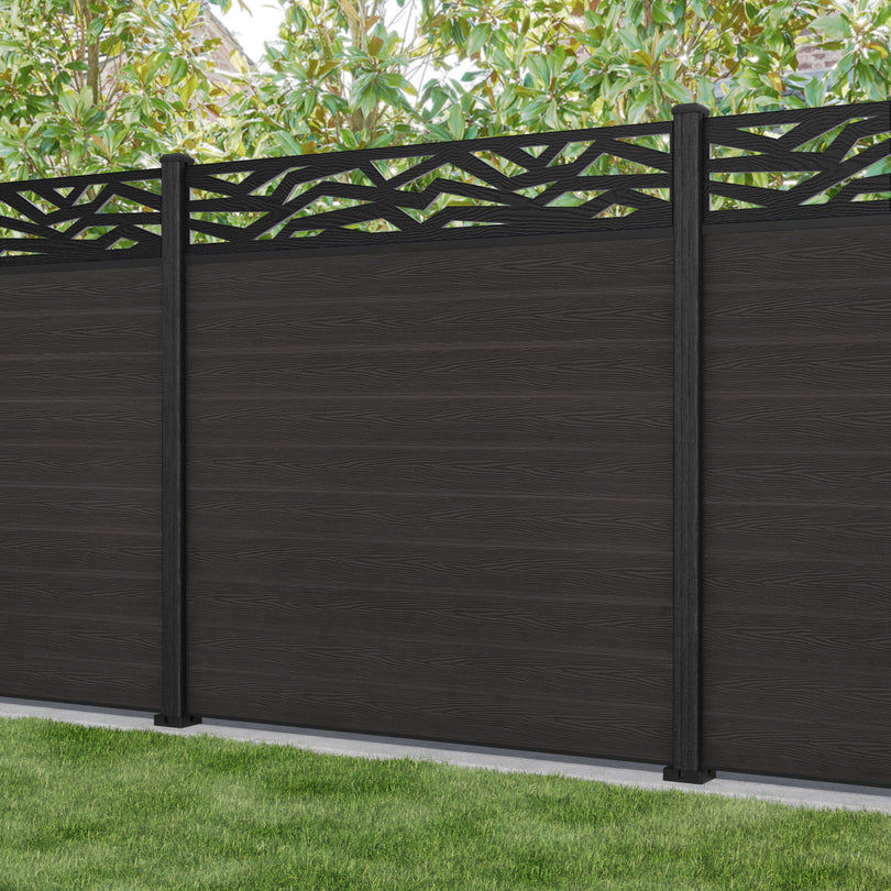 Classic Zenith Fence Panel - Dark Oak - with our composite posts ...