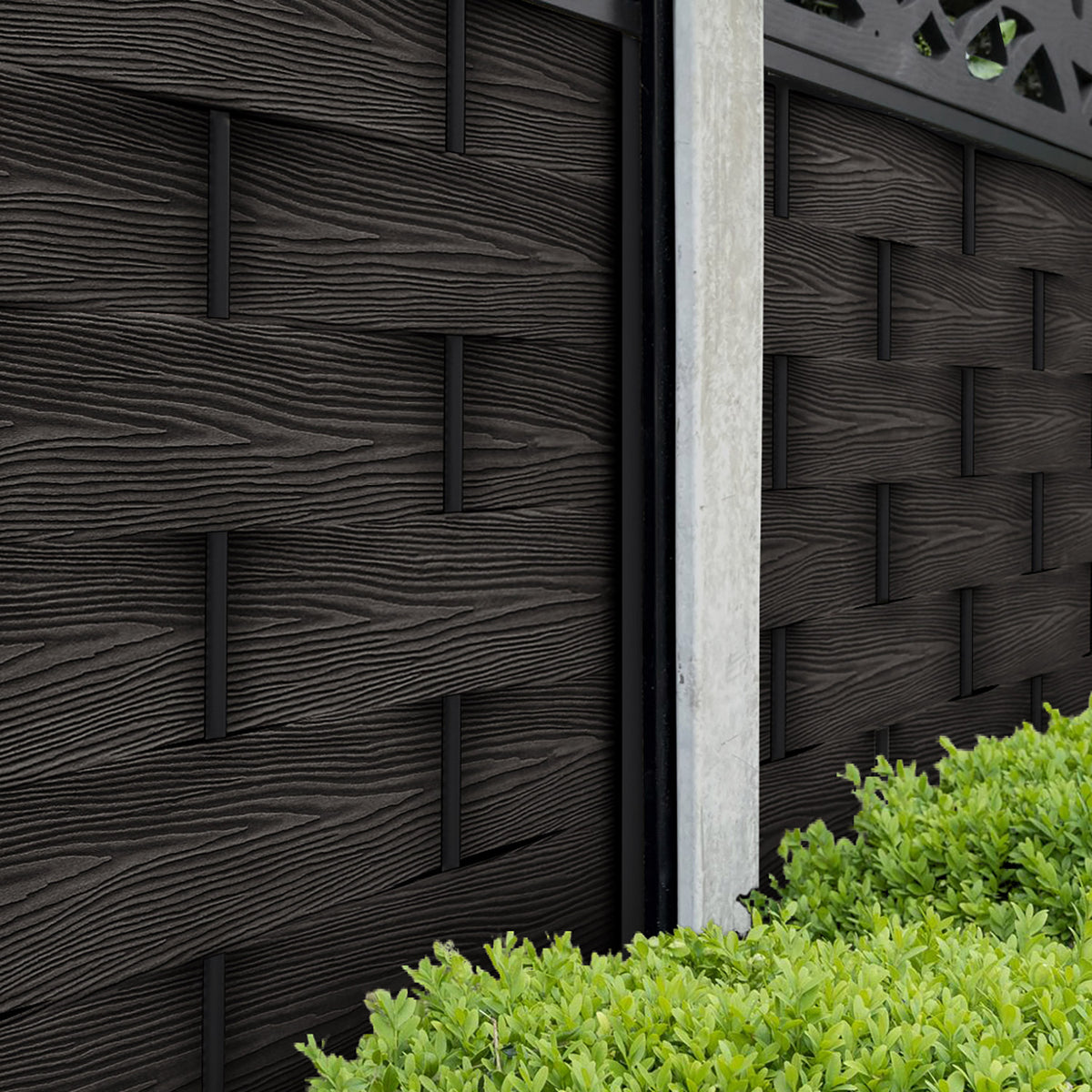 Ripple Cubed Fence Panel - Dark Oak - for existing concrete posts ...