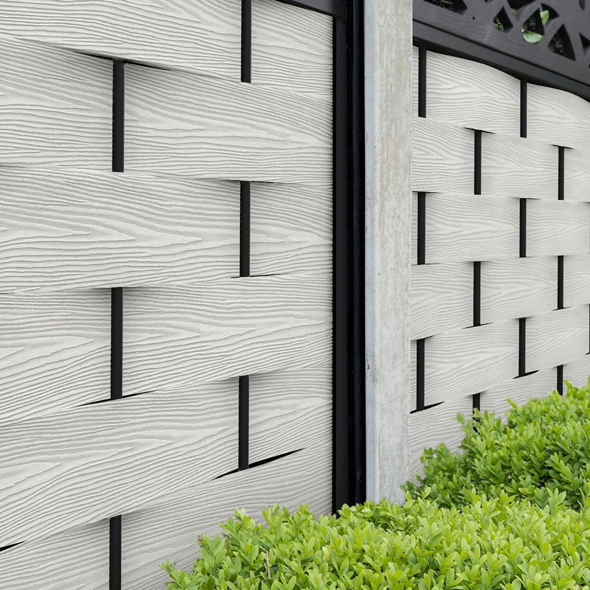 Ripple Malawi Curved Top Fence Panel - Light Stone - for existing conc ...